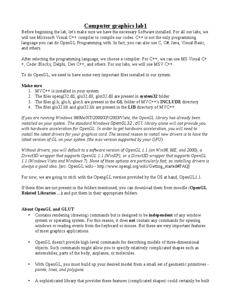 Computer Graphics Lab1 Make Sure Pdf Callback Computer Programming Microsoft Windows 