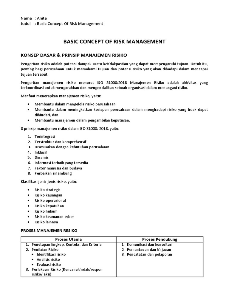 Basic Concept of Risk Management | PDF