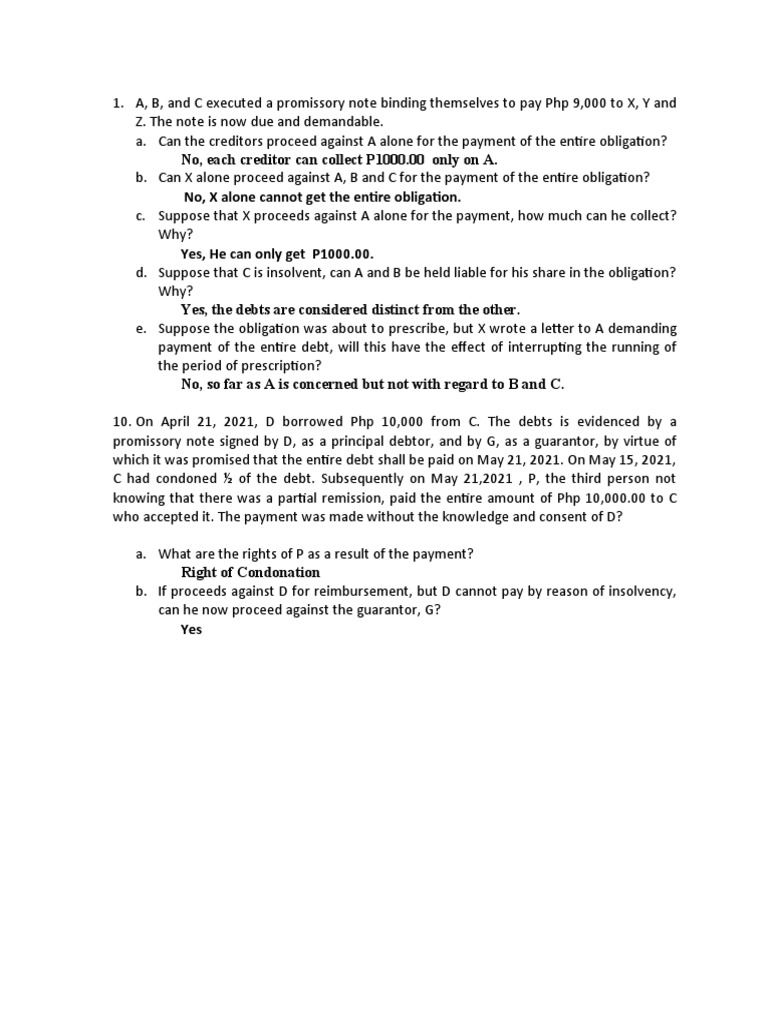Promissory Note Liability Explained | PDF