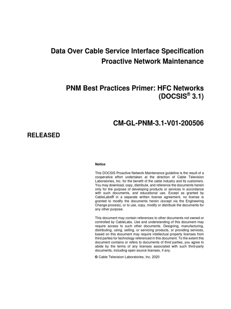Data Over Cable Service Interface Specification Proactive Network ...