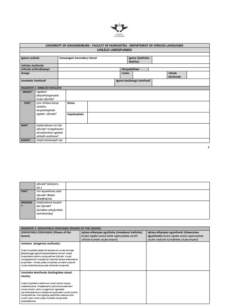Lesson Plan Template 2 | PDF