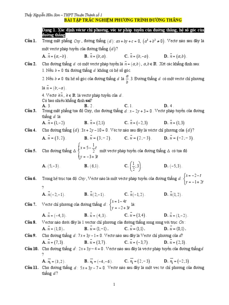 Oxy. Trac Nghiem-Pt Duong Thang | PDF