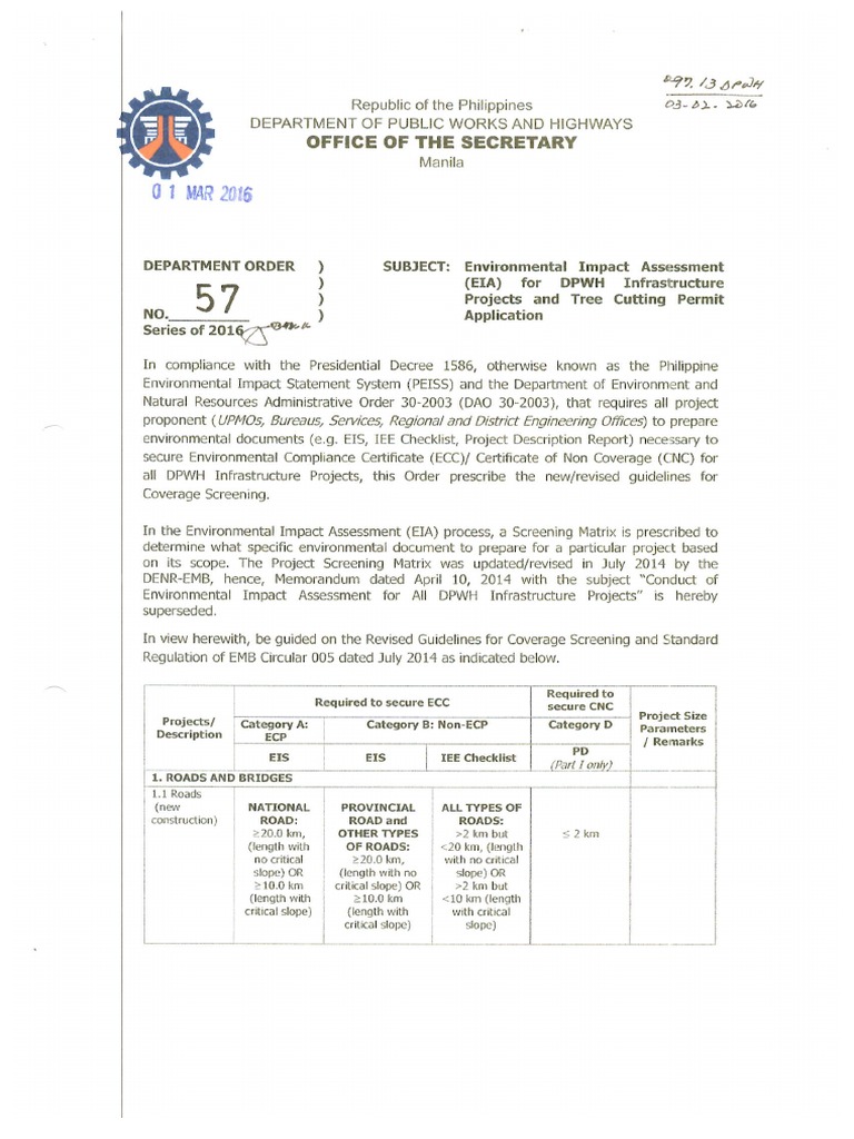 DPWH DO 57 s2016 | PDF