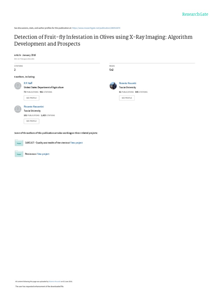 Detection of Fruit - y Infestation in Olives Using X-Ray Imaging ...