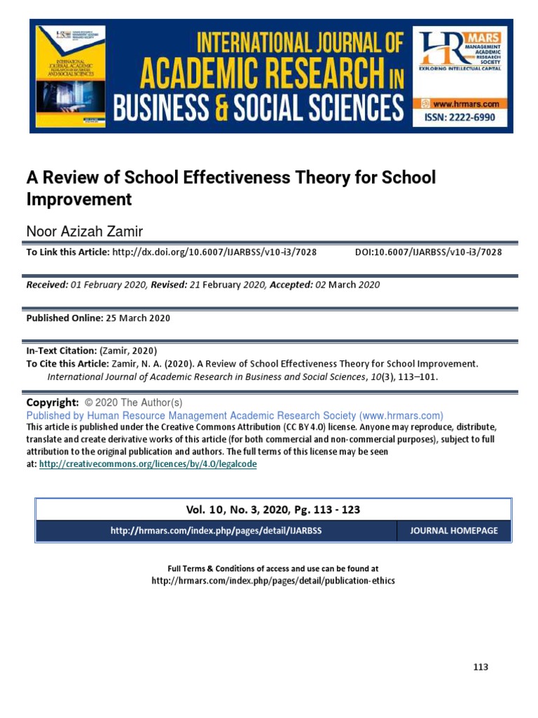 A Review of School Effectiveness Theory For School Improvement ...