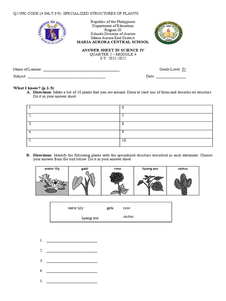 Science Q2 Module 4 | PDF | Organisms | Botany