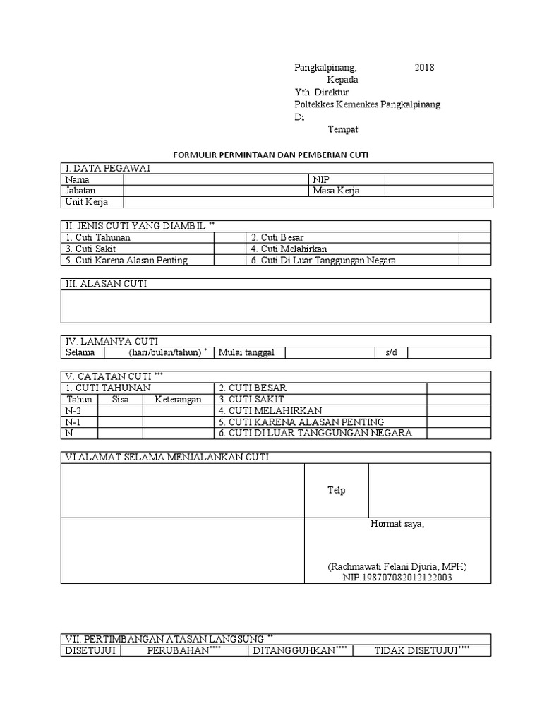 Format Cuti Terbaru | PDF