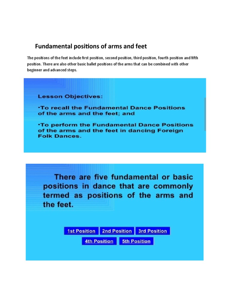 Pe Basic Fundamental Position of Arms and Feet | PDF
