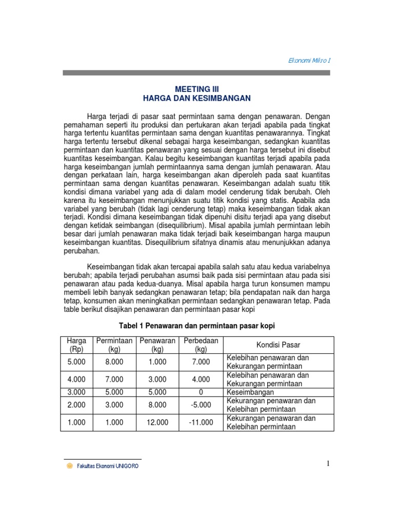 Mikro 1 Meeting 3 | PDF | Pengelolaan Keuangan & Uang