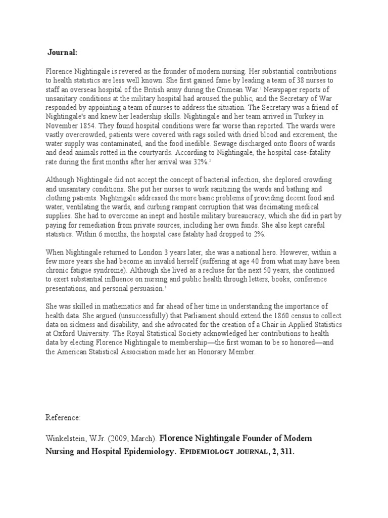 Health Education Assignment | PDF | Florence Nightingale | Hospital