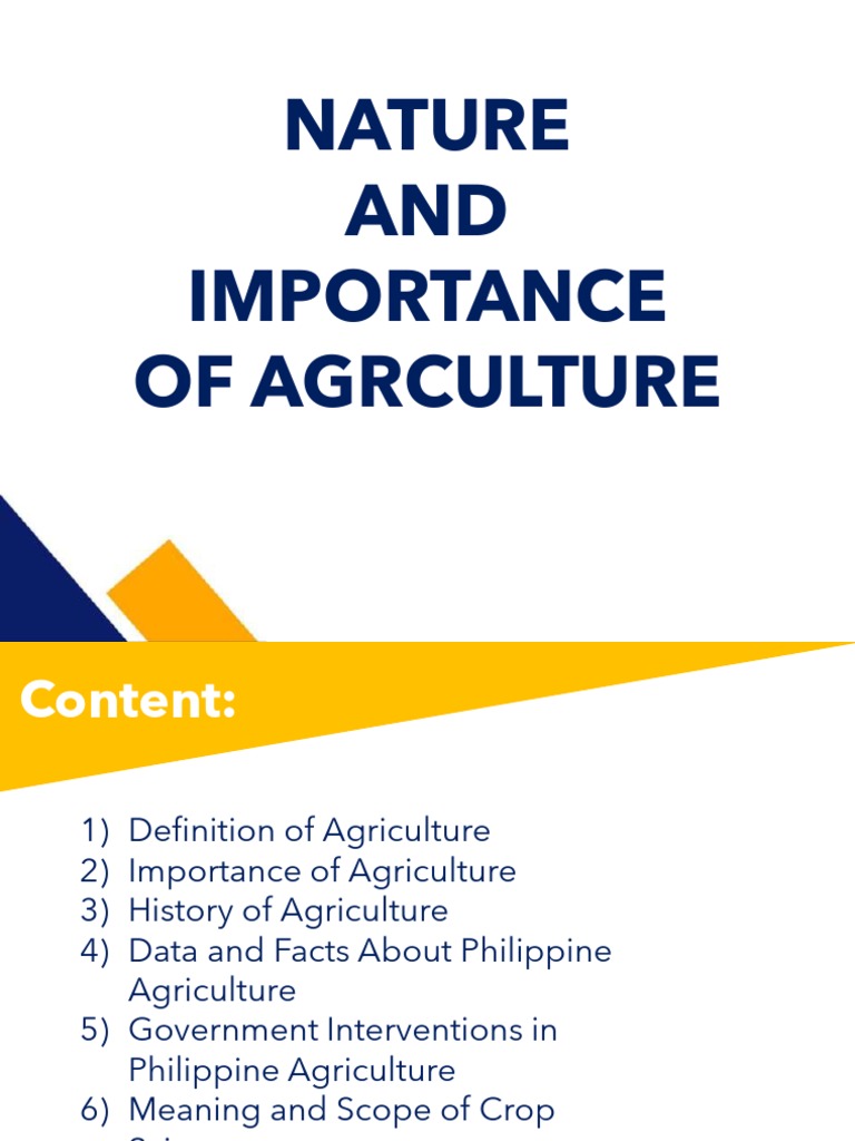 Nature AND Importance of Agrculture | PDF | Agriculture | Foods