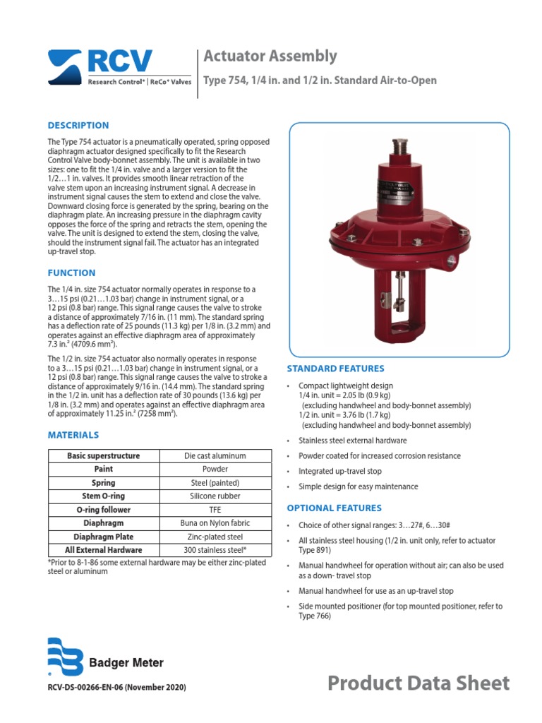 Product Data Sheet: Actuator Assembly | Download Free PDF | Valve ...