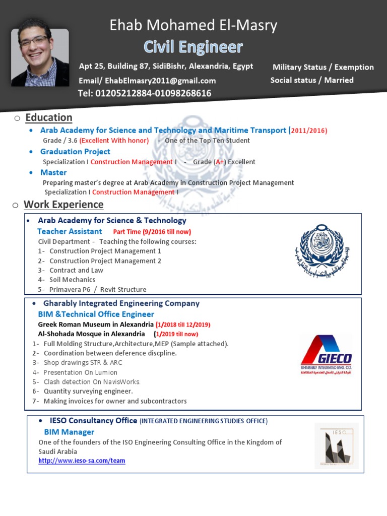 Ehab El Masri - CV | PDF | Autodesk Revit | Building Information Modeling
