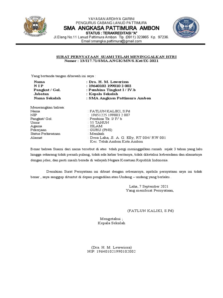 Surat Pernyataan Ghaib | PDF