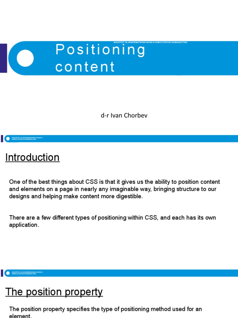 CSS Positioning Guide for Students | PDF | Written Communication | Internet