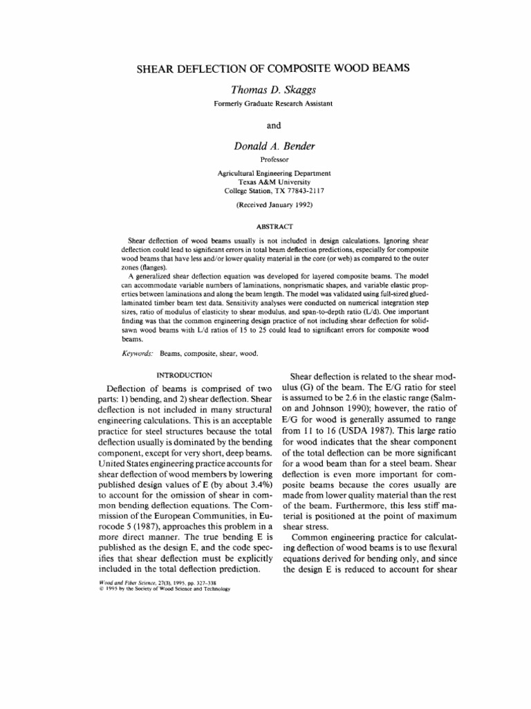 Shear Deflection of Composite Wood Beams | PDF | Bending | Beam (Structure)