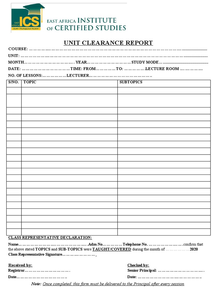 Unit Clearance Form March 2019 | PDF