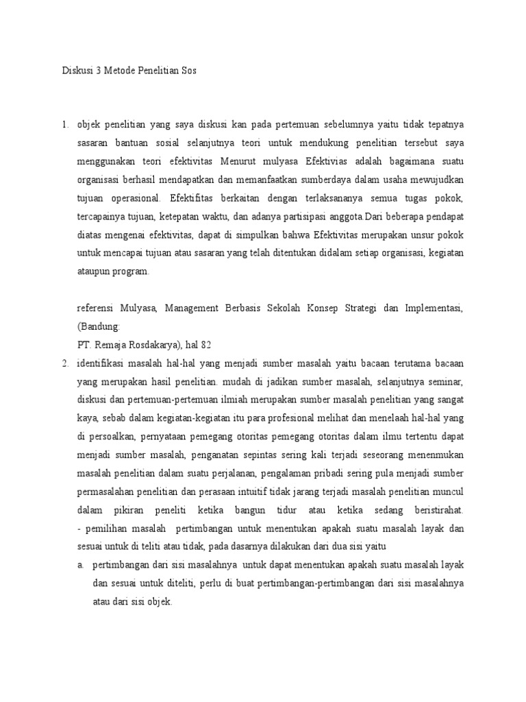 Diskusi 3 Metode Penelitian Sos | PDF