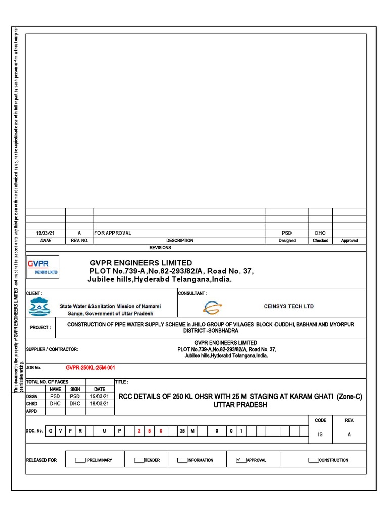 Design of 250 KL OHSR in Uttar Pradesh | PDF | Beam (Structure ...