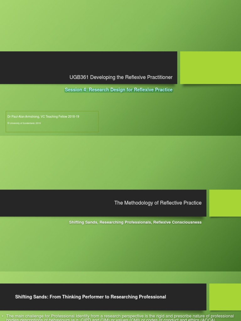 UGB361 Developing The Reflexive Practitioner: Session 4: Research Design For Reflexive Practice ...