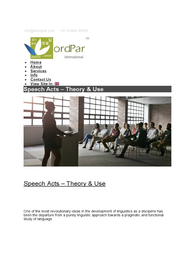Speech Acts - Theory and Uses | PDF | Linguistics | Semantics