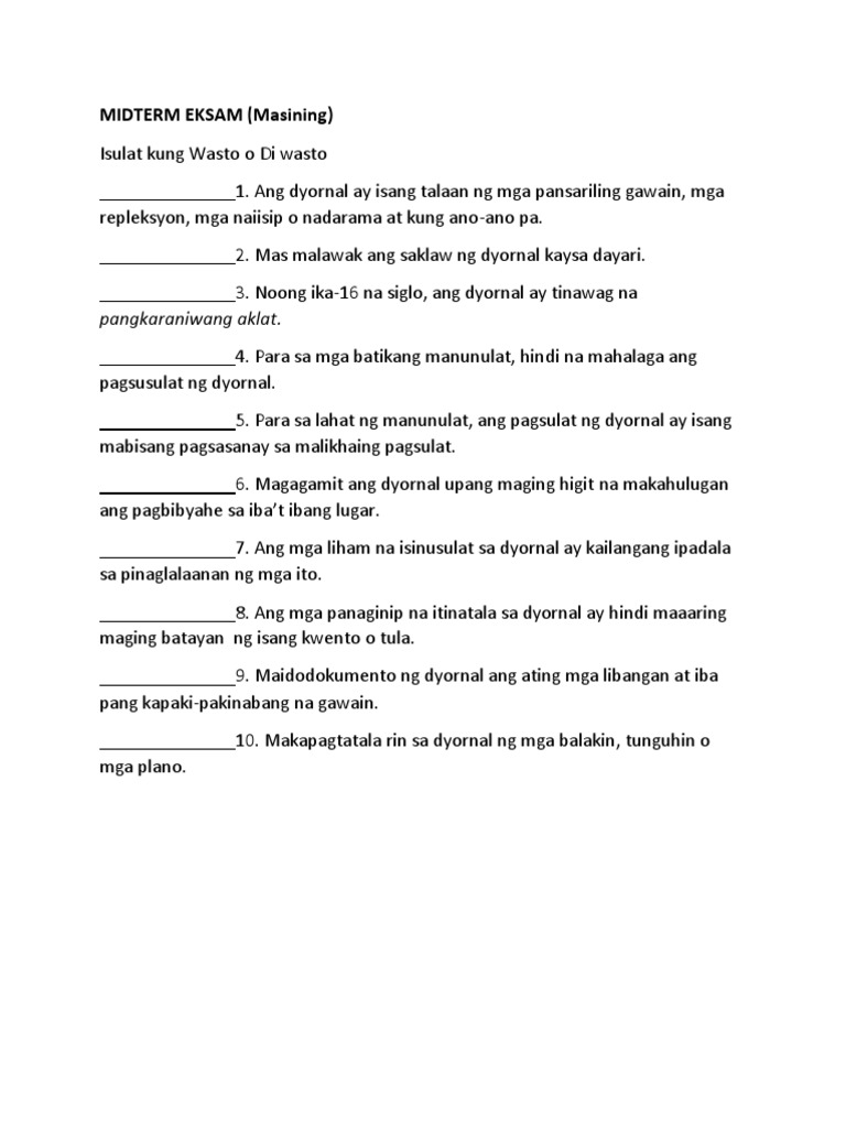 Masining Midterm Eksam | PDF