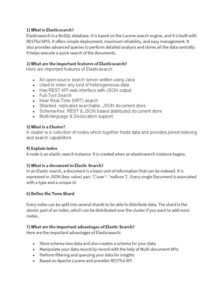 ElasticSearch Interview Questions and Answers 40 | PDF | Search Engine ...