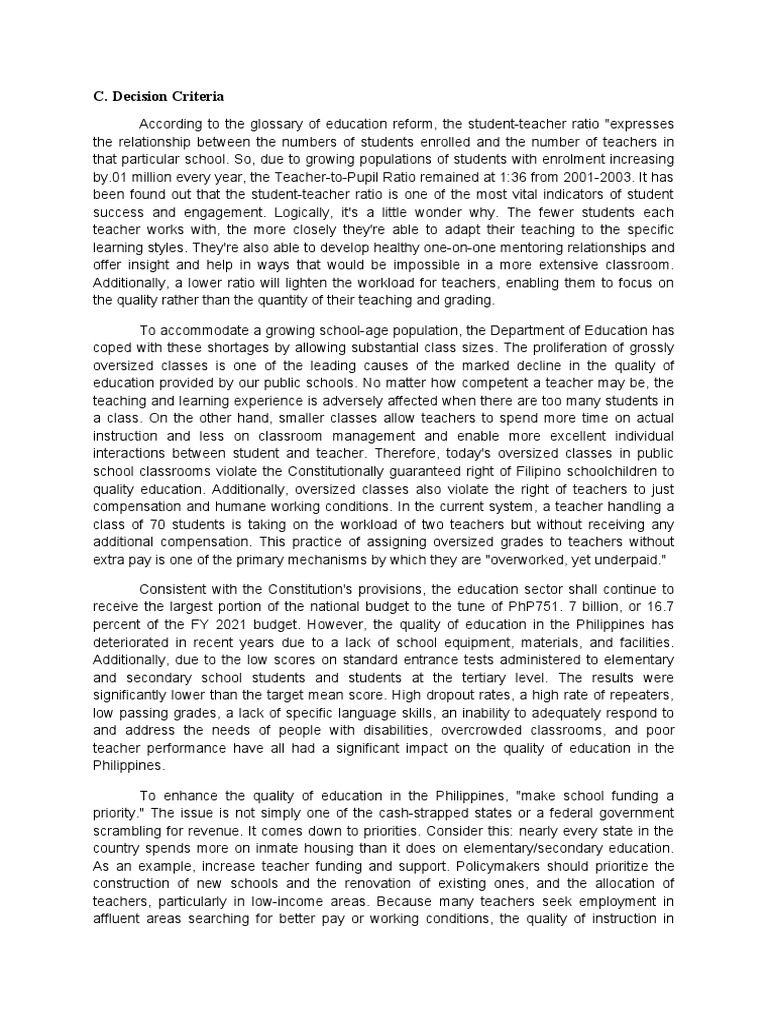 Case Study Decision Criteria | PDF | Teachers | Schools