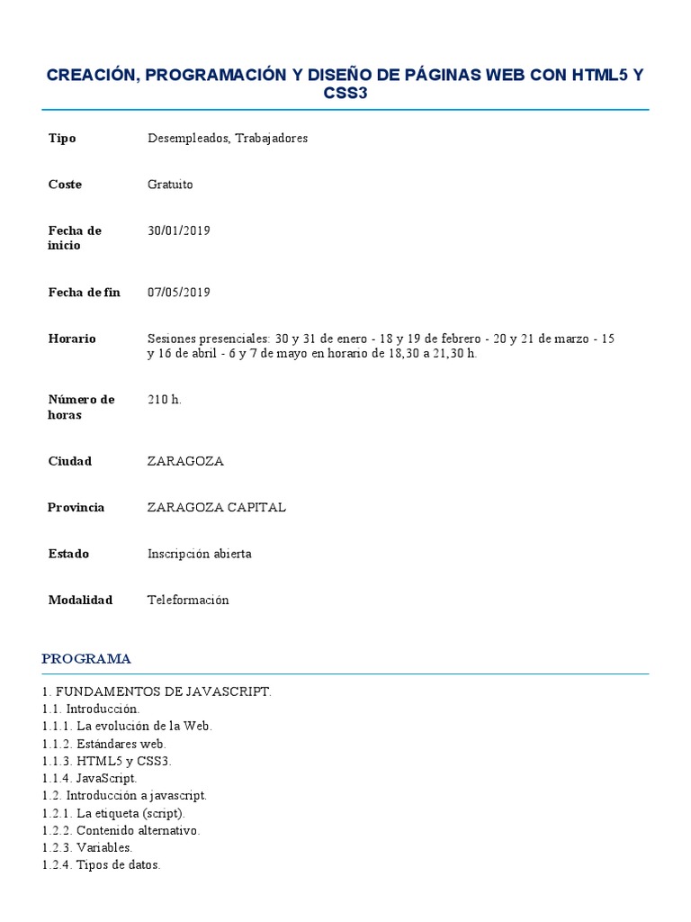 Curso Creación Web | PDF | Modelo de objeto de documento | Script Java