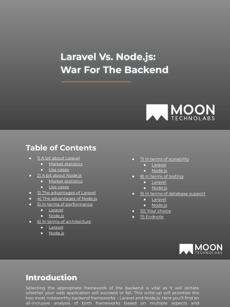 Laravel vs. Node - Js - War For The Backend | PDF | Web Application | Databases