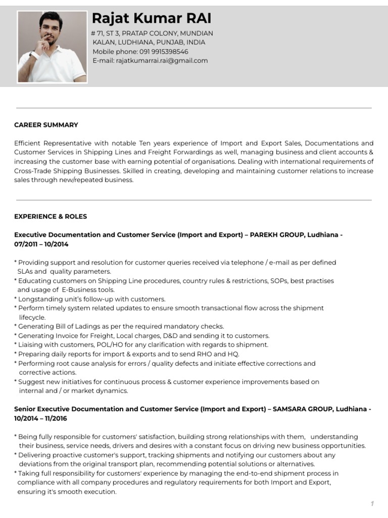 Resume Rajat RAI | PDF | Sales | Customer