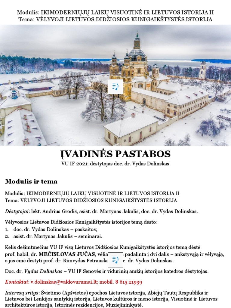 Velyvoji LDK Istorija 1 - Ivadas 2021 | PDF