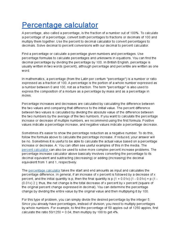 Percentage Calculator Online | PDF | Finance & Money Management