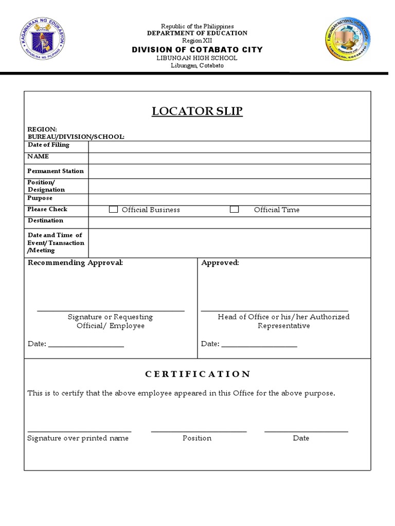 Locator Slip For Deped | PDF