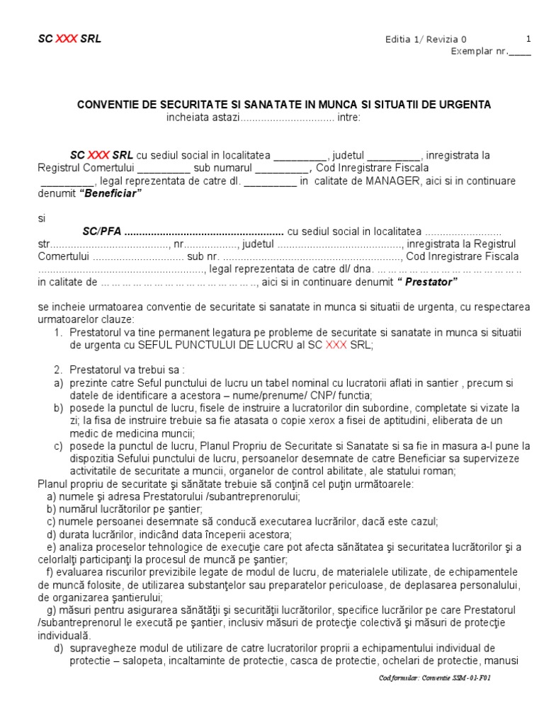 CONVENTIE-Prestator SSM-Macheta Grup Net | PDF