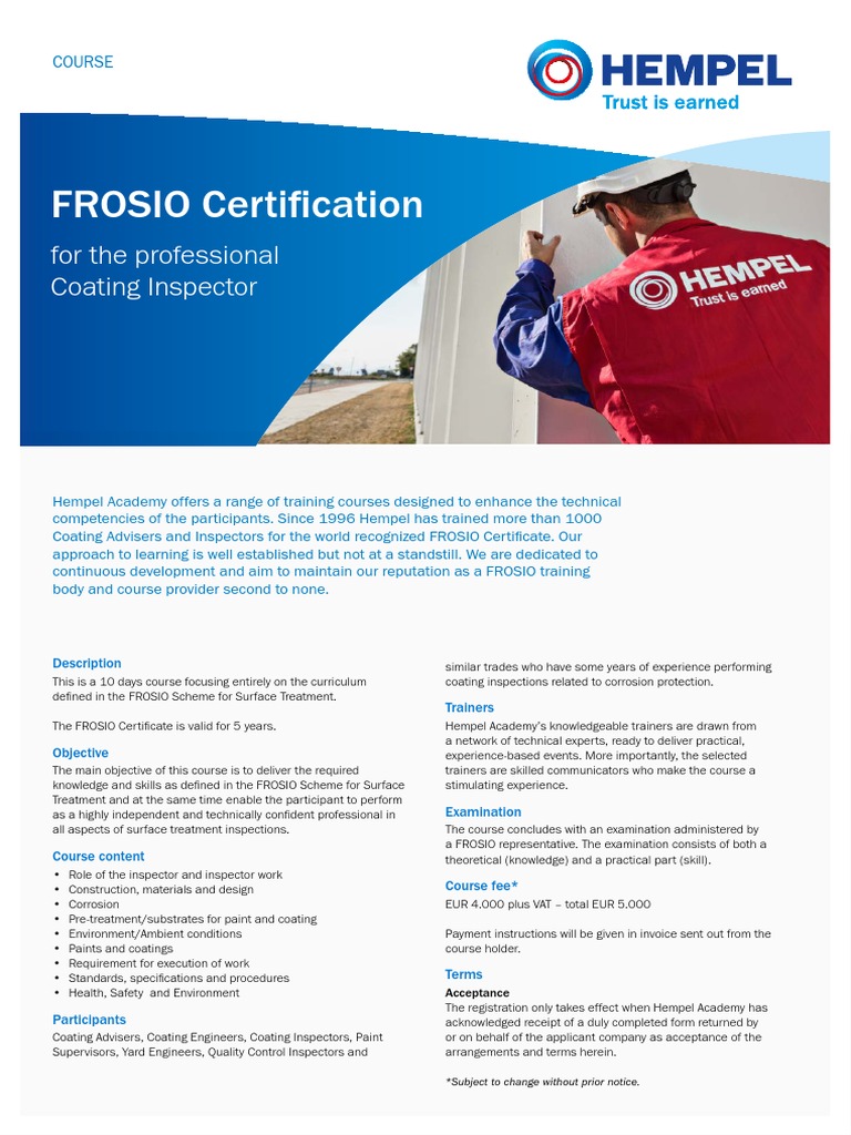 FROSIO Certification: For The Professional Coating Inspector | PDF | Curriculum | Paint