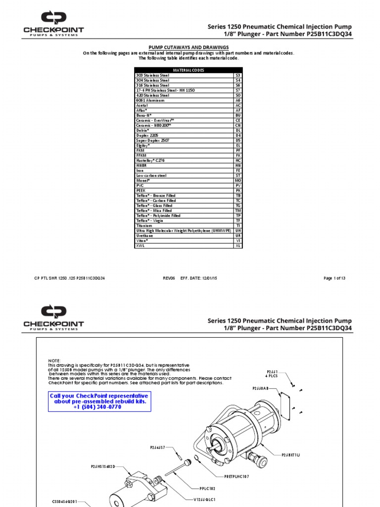Part List Checkpoint 1250 Series - 1-8 Inch - P25B11C3DQ34-Rev06 | PDF ...