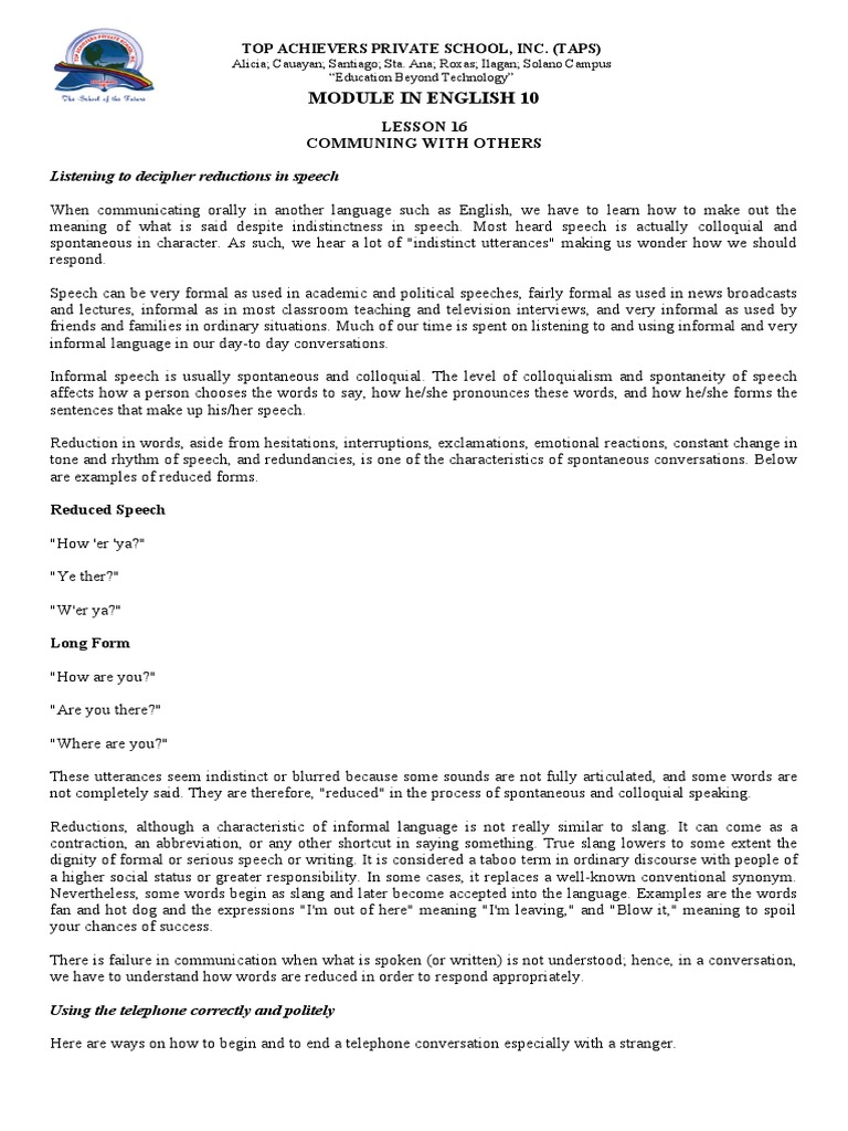 Module in English 10 | PDF | Grammatical Tense | Linguistics