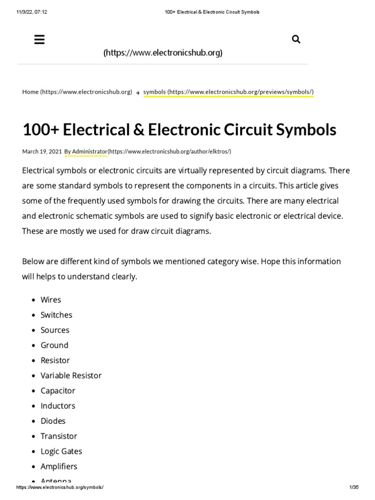 100+ Electrical & Electronic Circuit Symbols | PDF | Inductor | Field ...