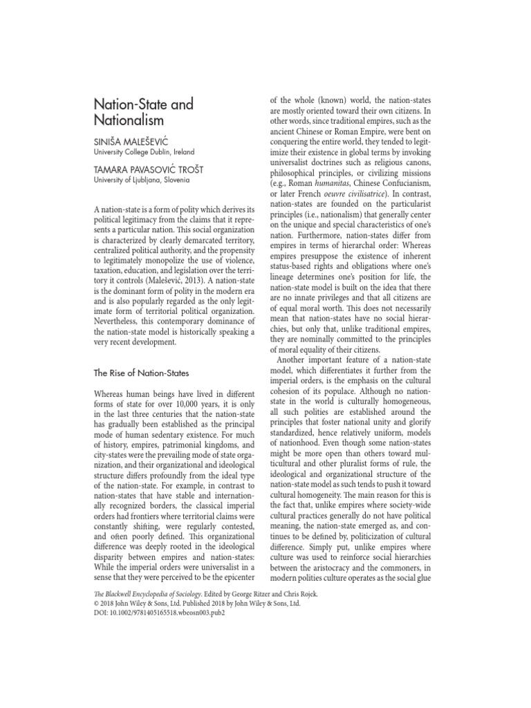 Nation State and Nationalism Theories | PDF | Nationalism | Nation