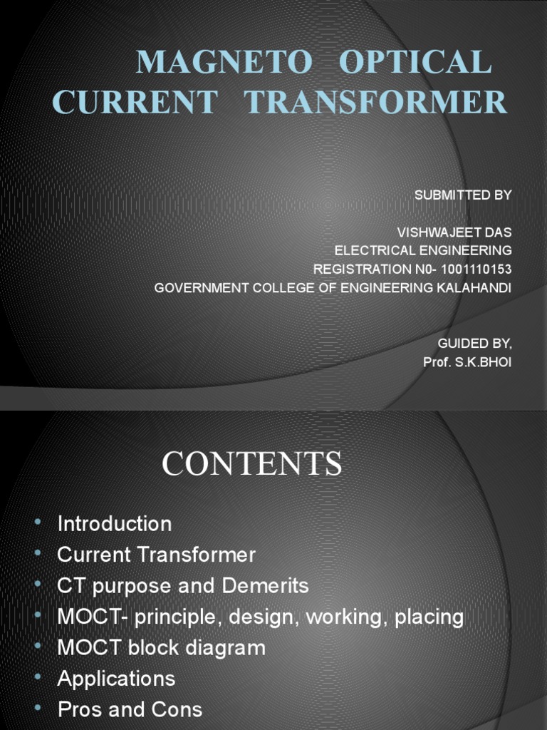 Magneto Optical Current Transformer | PDF | Transformer | Force