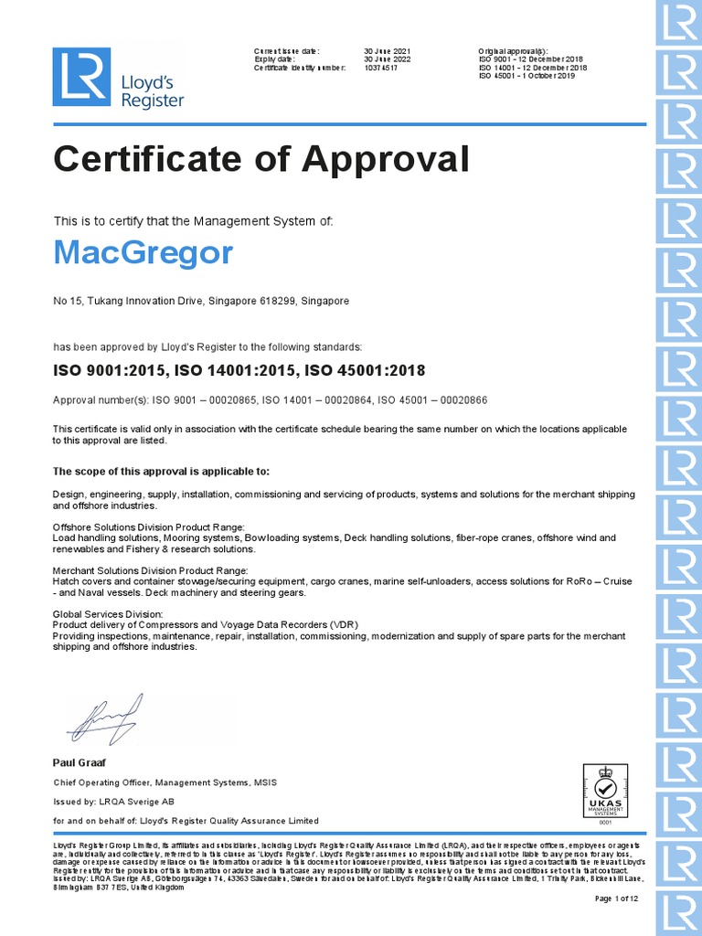 LR Multisite Certificate Iso9001 Iso14001 Iso45001 June 30 2021 | PDF ...