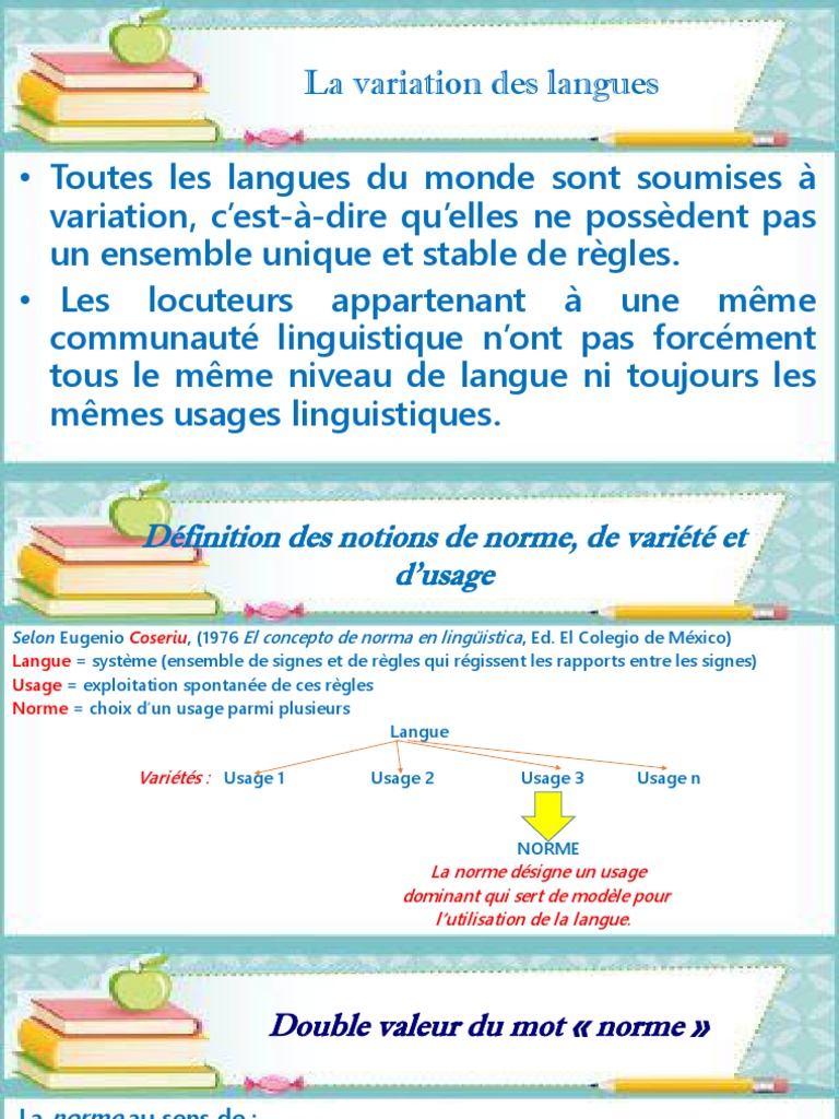 Variations linguistiques et normes | PDF | Linguistique | Sociolinguistique