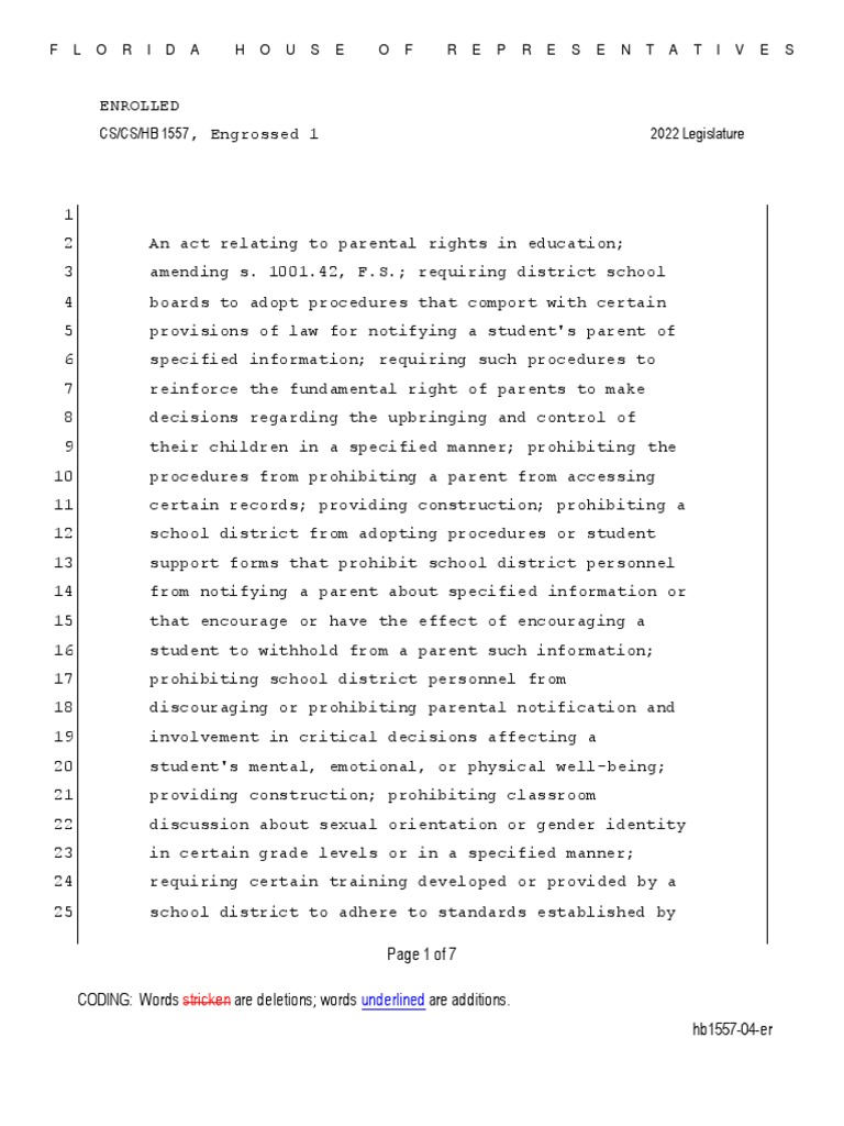 Florida Parental Rights in Education Act | PDF | Injunction | Equity (Law)