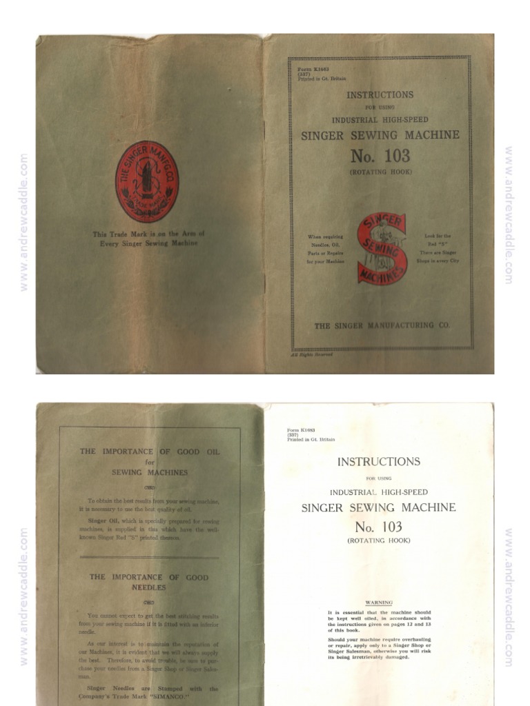 Singer 103K Manual | PDF