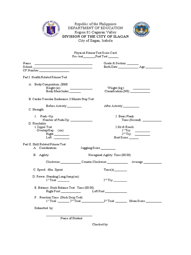 PFT Score Card | PDF | Physical Fitness | Hobbies
