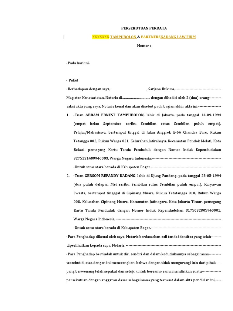 Persekutuan Perdata - GRK Revise | PDF