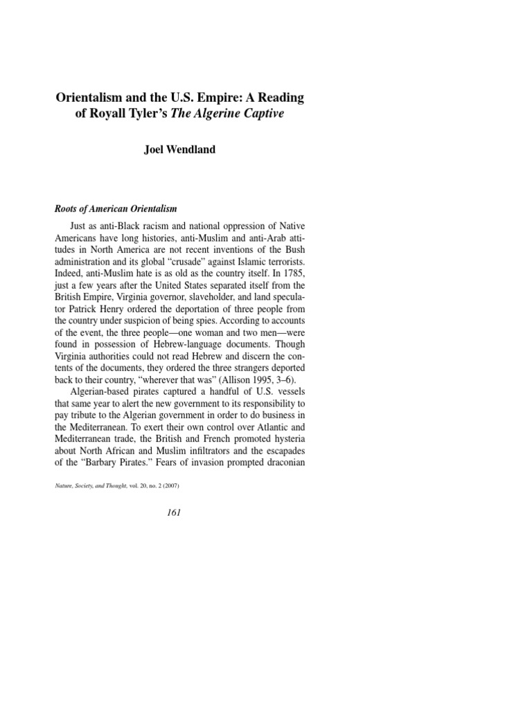 Orientalism and The U.S. Empire: A Reading of Royall Tyler's The ...