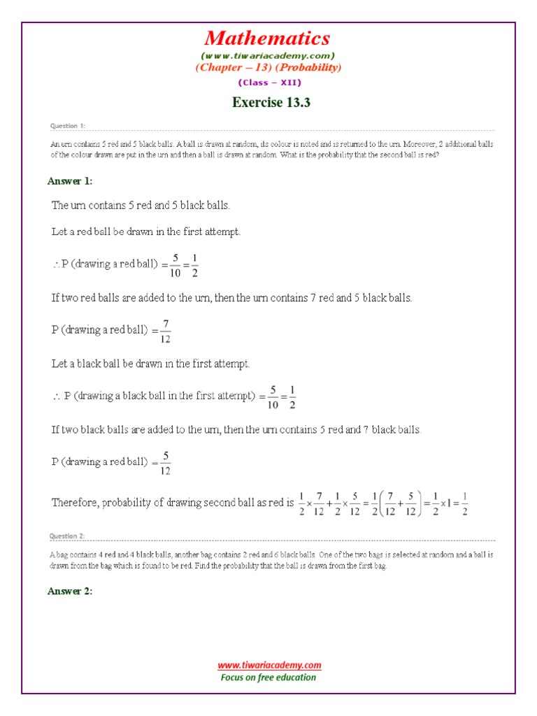 12 Maths Solutions Chapter 13 3 | PDF | Wellness