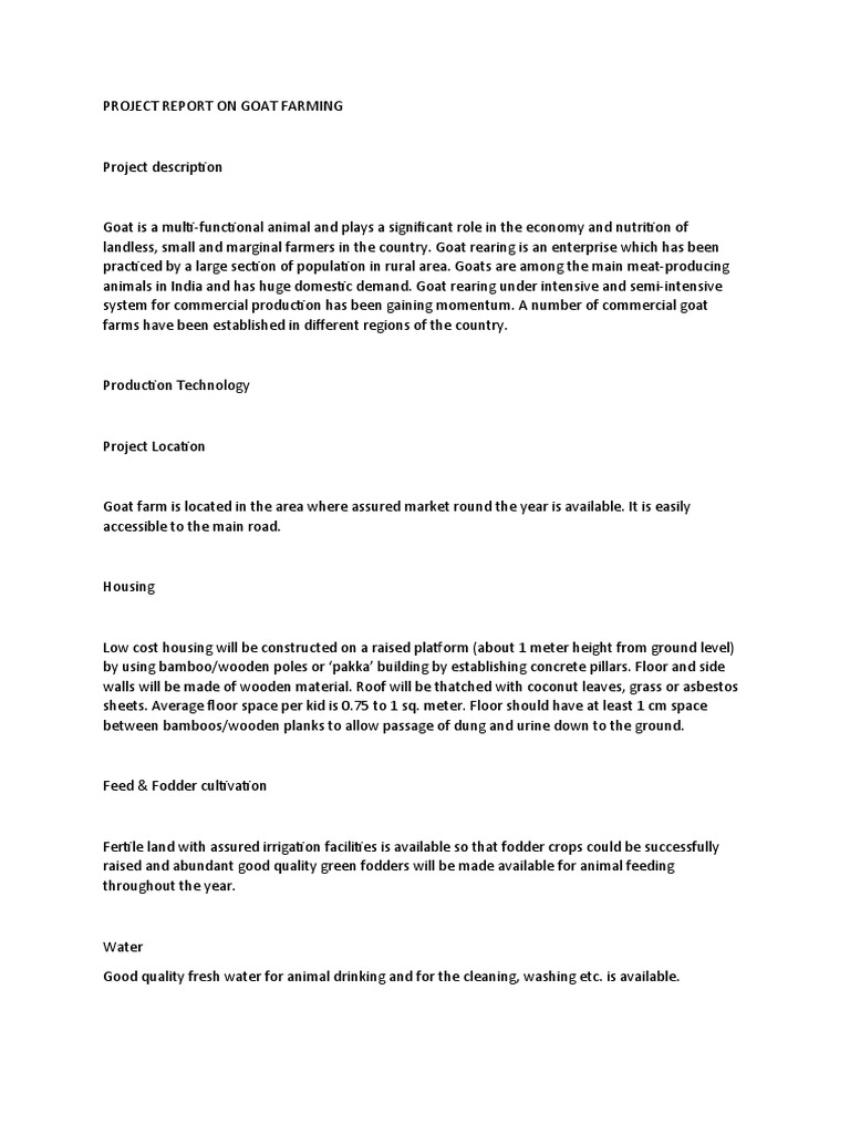 Project Report On Goat Farming | PDF | Agriculture | Goat